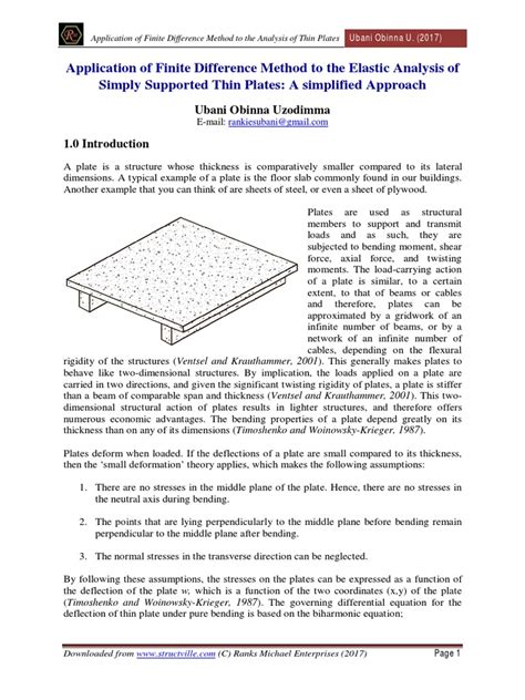 Application Of Finite Difference Method To The Elastic Analysis Of Thin
