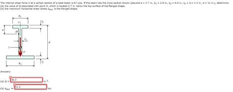 Solved The Internal Shear Force V At A Certain Section Of A Chegg