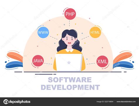 Software Development Programming Code Computer Vector Illustration