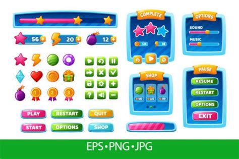 Game Ui Elements Mobile App Interface Graphic By Frogella Stock Creative Fabrica