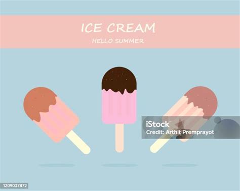 아이스크림 안녕하세요 여름 파스텔 아이스크림 벡터 일러스트 Eps10 귀여운에 대한 스톡 벡터 아트 및 기타 이미지 귀여운