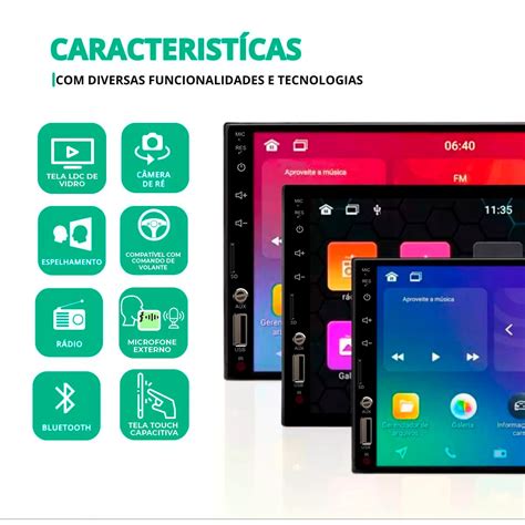 Multimídia 7 Polegadas Com Espelhamento De Celular Ios Android E Bluet Auto Equip