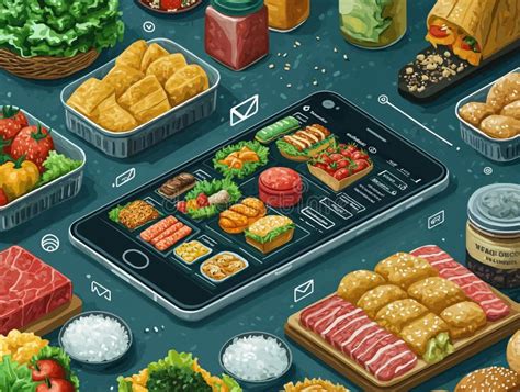 An Illustration Depicting The Process Of Ordering Food Online Featuring A Smartphone And
