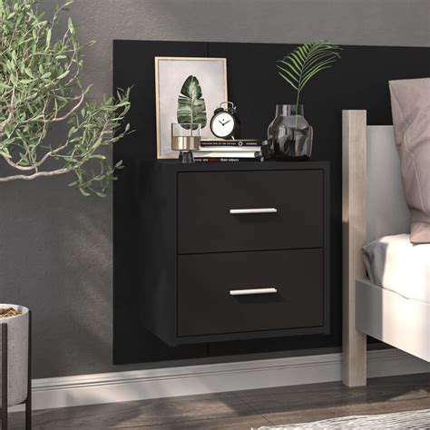 Wand Nachttisch Nachtschrank Sideboard Schwarz Holzwerkstoff De95612