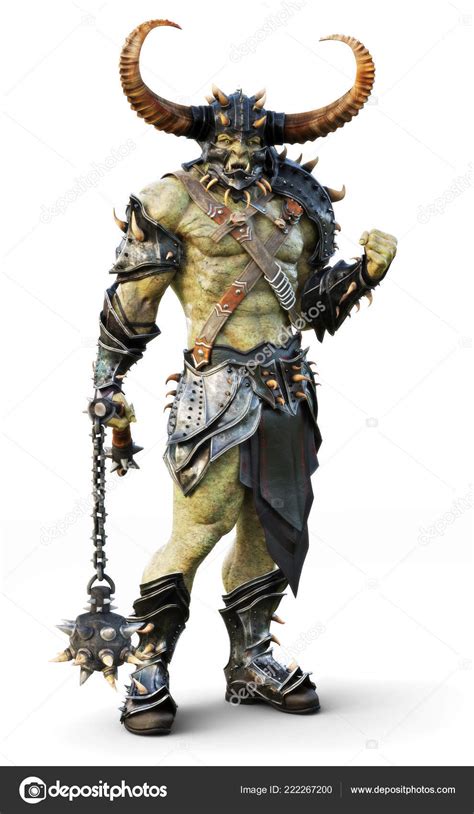 Savage Orc Leader Warrior Wearing Traditional Armor Fantasy Themed