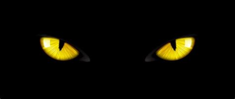 Premium Vector Black Cat Eyes Yellow Glowing Panther Pupils