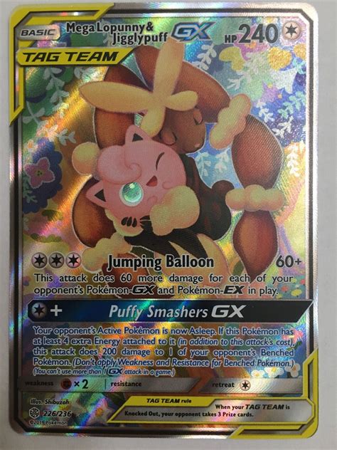 Pokemon Cosmic Eclipse Mega Lopunny And Jigglypuff Gx 226236 Tag Team