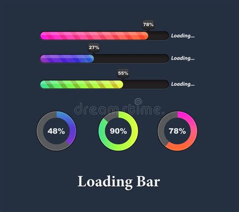Set Of Progress Bars With Percentages Stock Vector Illustration Of