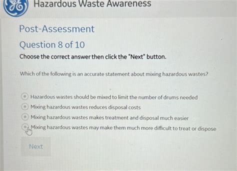 Hazardous Waste Awareness Post Assessment StudyX
