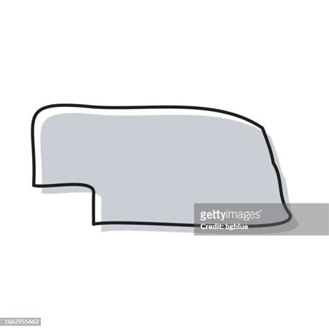 Nebraska Map Hand Drawn On White Background Trendy Design High Res