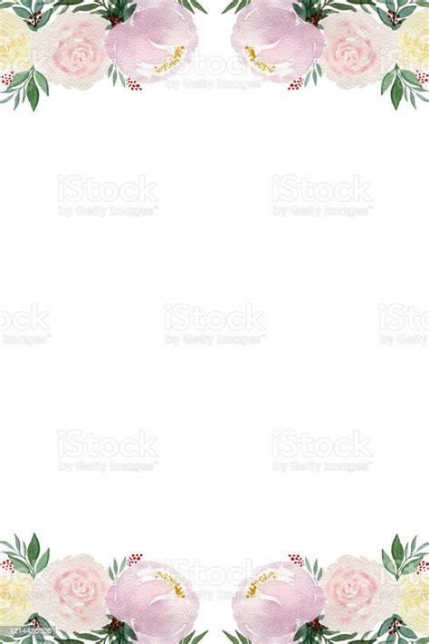 파스텔 핑크 보라색과 노란색 색상장미와 모란 꽃 꽃 프레임 복사 공간이있는 밝은 수채화 꽃 디자인 템플릿 0명에 대한 스톡 벡터 아트 및 기타 이미지 Istock