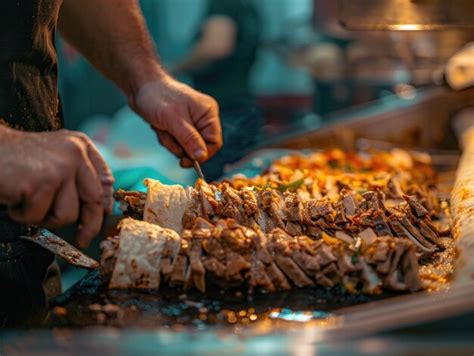 Meat Cutting On Skewer Premium Ai Generated Image
