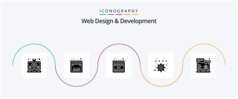 Web Design And Development Glyph 5 Icon Pack Including Browser Preference Web Favorite