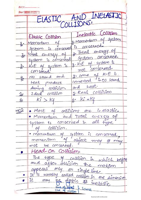 Solution Elastic And Inelastic Collisions Easy Physics Notes Studypool