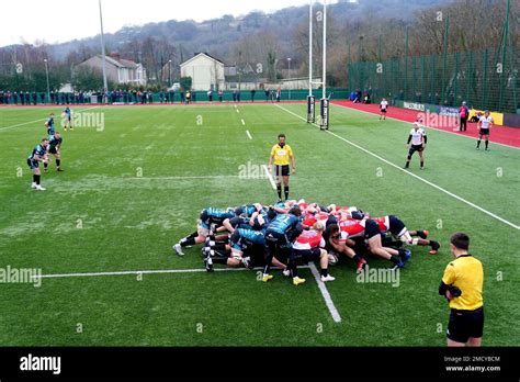 A General View Of A Scrum During The Epcr Challenge Cup Match At Ccb
