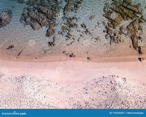 Aerial View Of Spiaggia Di Cala Sassari White Beach In Golfo Aranci