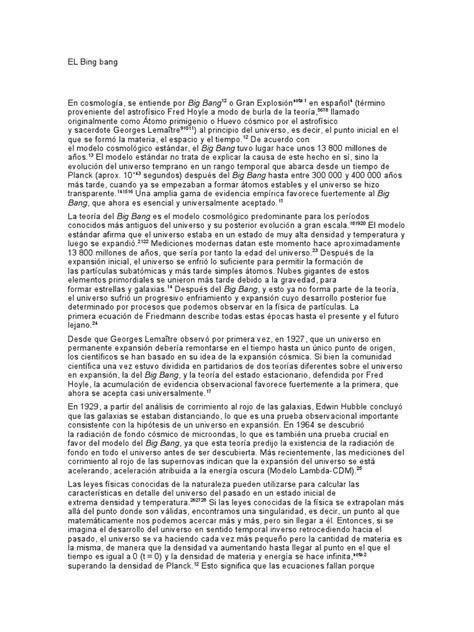 El Bing Bang Pdf Big Bang Universo