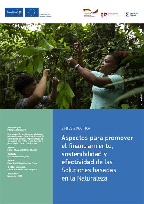 Aspectos Para Promover El Financiamiento Sostenibilidad Y Efectividad De Las Soluciones Basadas