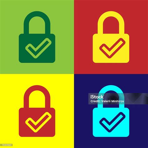 컬러 배경에 고립 된 자물쇠와 체크 표시 아이콘을 색상 사이버 보안 개념입니다 디지털 데이터 보호 안전 안전 벡터 일러스트 0명에 대한 스톡 벡터 아트 및 기타 이미지
