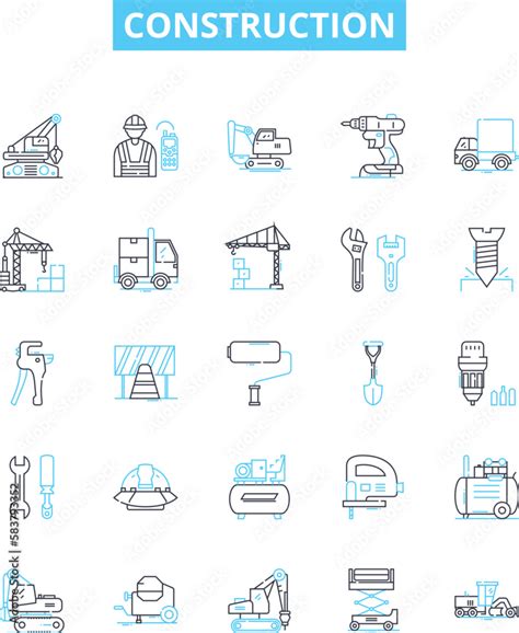 Construction Vector Line Icons Set Build Structure Construct