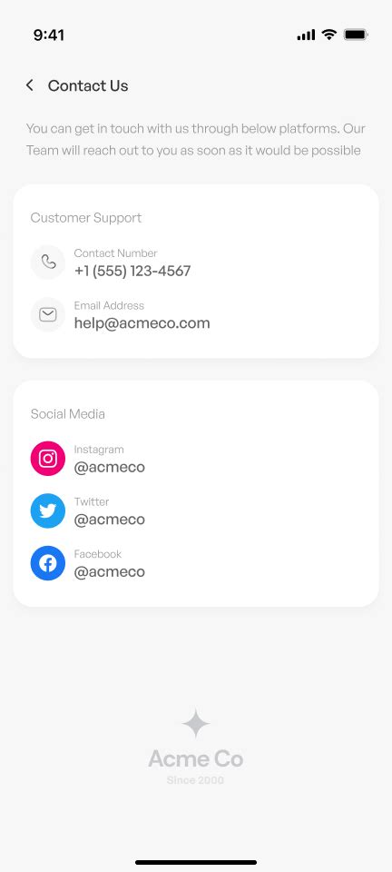 Contact Us Screen Mobile Ui Design Contact Screen App Uiux By Vikas