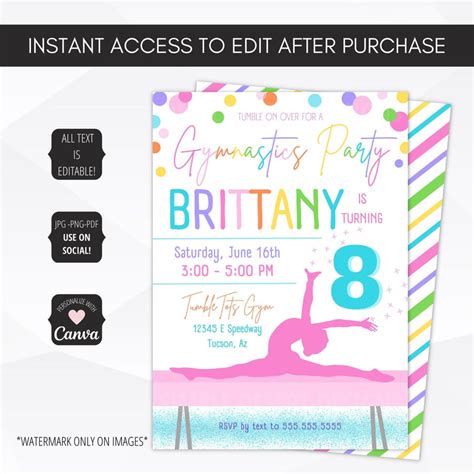 Gymnastics Birthday Invite – Simple Desert Designs