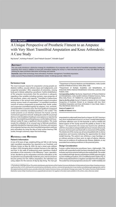 Pdf Case Report A Unique Perspective Of Prosthetic Fitment To An