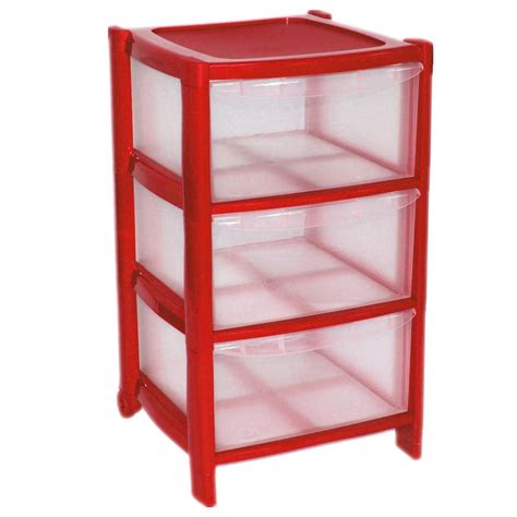 Red Drawer Plastic Large Tower Storage Drawers Unit With Wheels Made In
