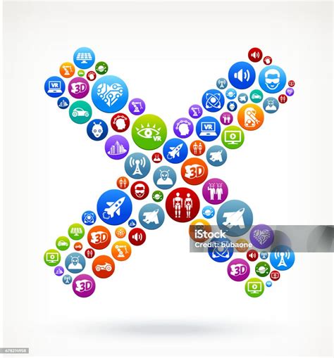 X Signe Technologie Futuriste Et Futurs Vector Bouton Pattern Vecteurs