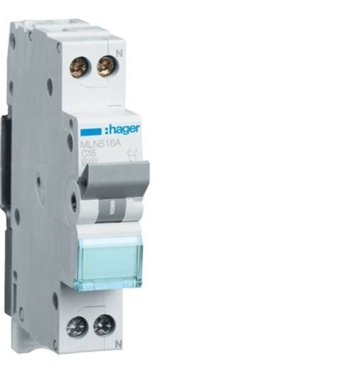 Interruptor Automático 1p N 16a Curva C 6ka 1 Módulo Hager Mln516a