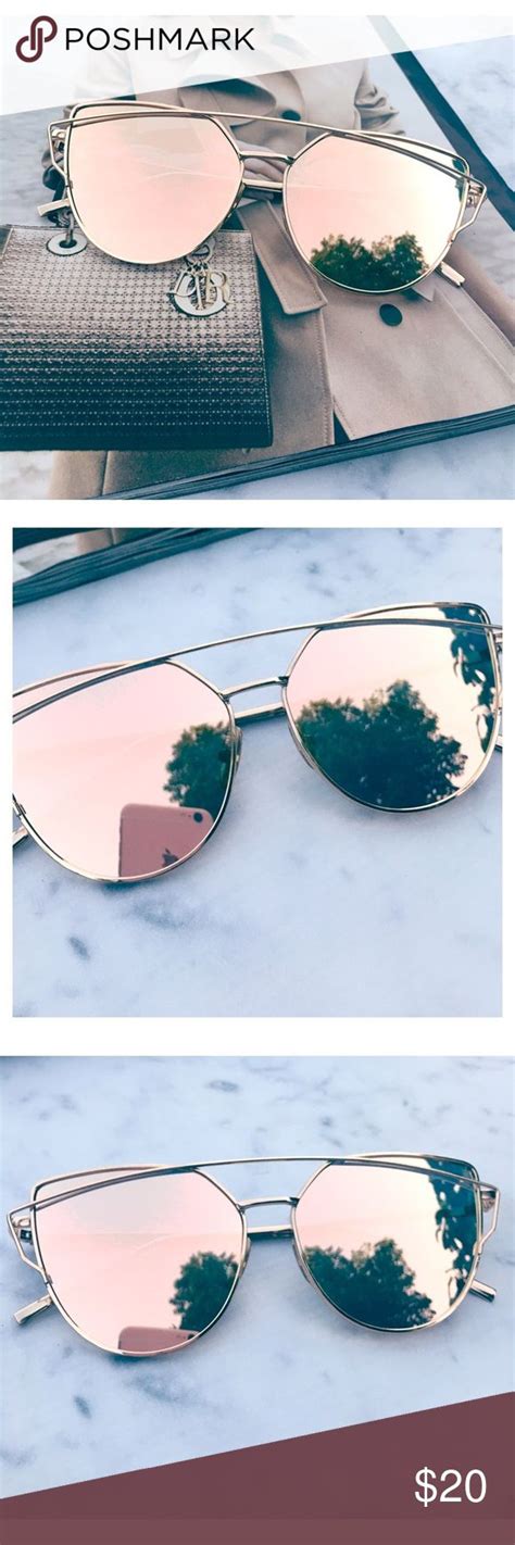 Rose Gold Mirrored Sunglasses Restocked Cat Eye Aviator Sunglasses