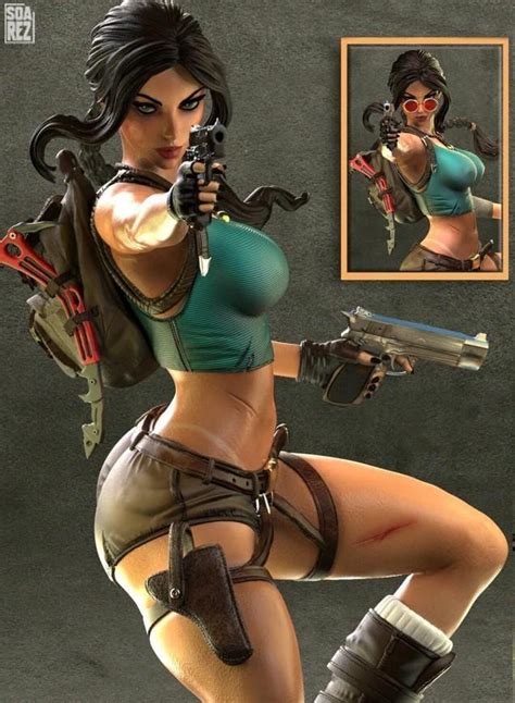 Lara Croft Figurine Digital Pin Up 3d Resin Print Etsy