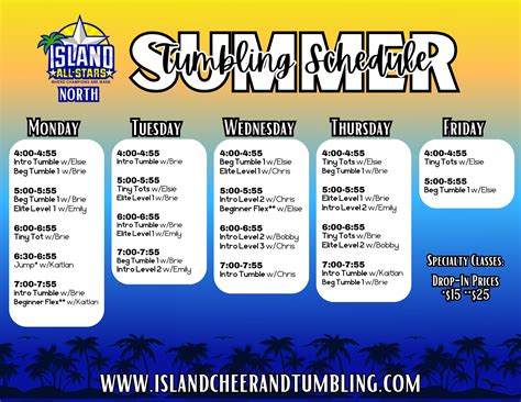 Class Schedule Island All Stars North