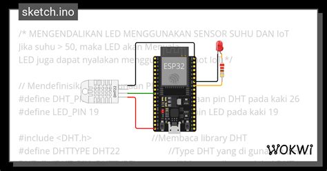 Menyalakan Led Dengan Sensor Suhu Dht22 Wokwi Esp32 Stm32 Arduino