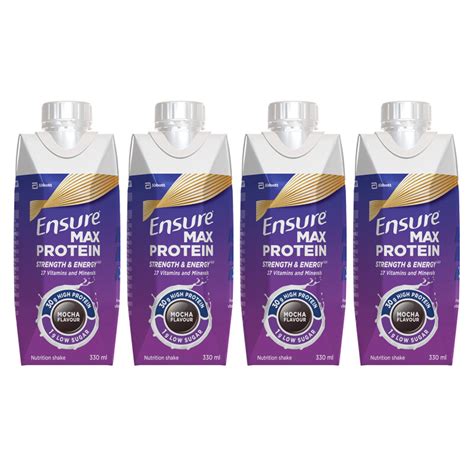 Buy Ensure Max Protein Shake Mocha 330ml X4 Pack Chemist Direct