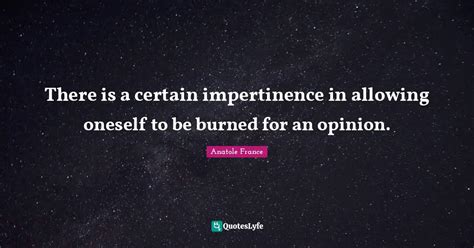 There Is A Certain Impertinence In Allowing Oneself To Be Burned For A