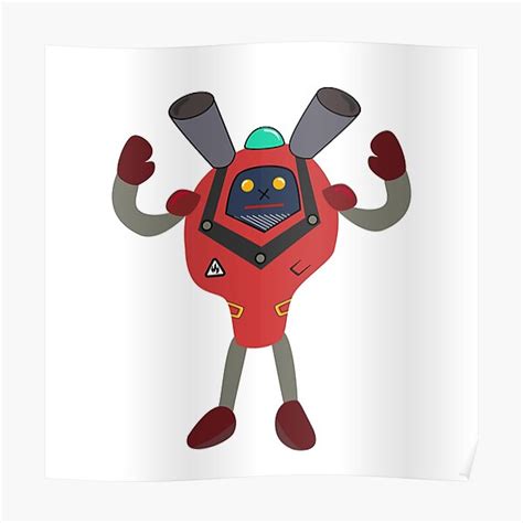 Cute Red Robot Poster For Sale By Shin100 Redbubble