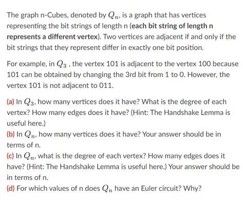 Solved The Graph N Cubes Denoted By Qn Is A Graph That Has Chegg