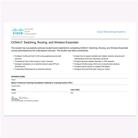 Networking Cisco Achievement Cisconetworkingacademy Sayanth Sunil