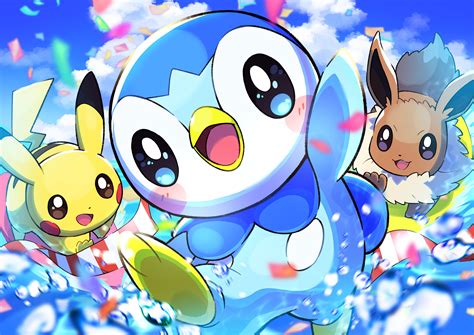 Pikachu Eevee And Piplup Pokemon Drawn By Pon Yui Danbooru