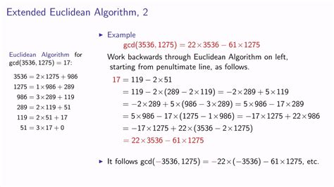 Cm1 3 7 5 Extended Euclidean Algorithm Example Youtube