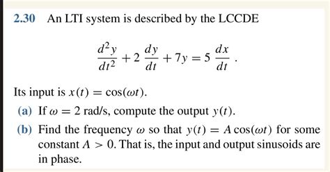 [solved] 2 30 An Lti System Is Described By The Lccde D