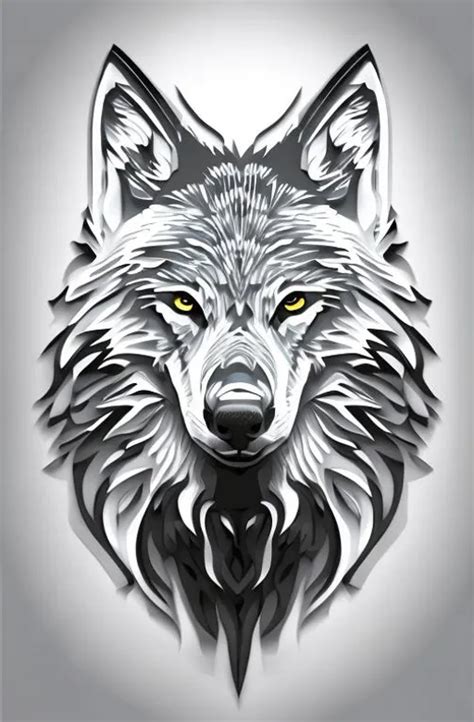 Black And White Wolf Vector Art