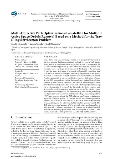 Pdf Multi Objective Path Optimization Of A Satellite For Multiple
