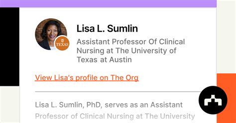 Lisa L Sumlin Assistant Professor Of Clinical Nursing At The University Of Texas At Austin