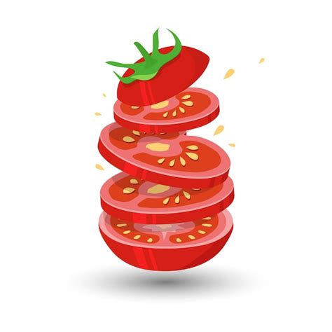 Premium Vector Vector Tomato With Slices And Whole Fruits Of Tomato