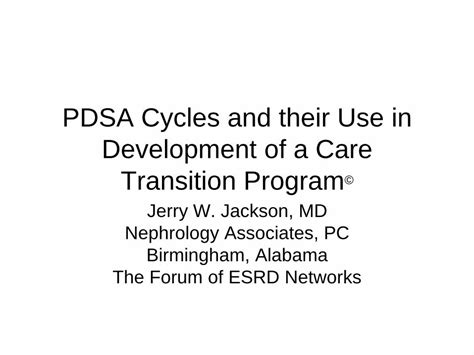 Pdf Pdsa Cycles And Their Use In Development Of A Care Transition