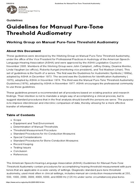 Manual Pure Tone Audiometry Guidelines Pdf Headphones Hearing Loss