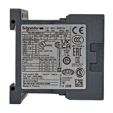 schneider mágneskapcsoló 9a 4kw 3 záró 1 záró 230v ac 50 60 hz lc1k0910m7