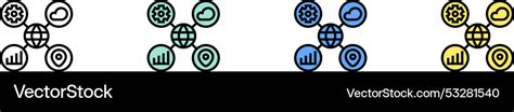 Data Classification Icon Outline Green Blue Vector Image